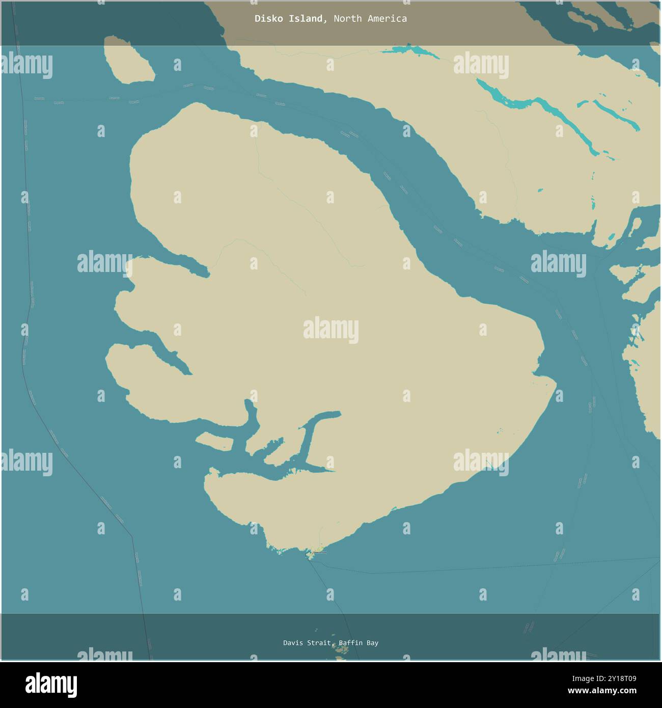 Disko Island in the Baffin Bay, belonging to Greenland, cropped to ...