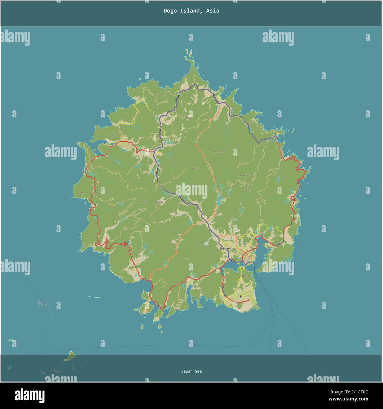 Dogo Island in the Japan Sea, belonging to Japan, cropped to square on ...