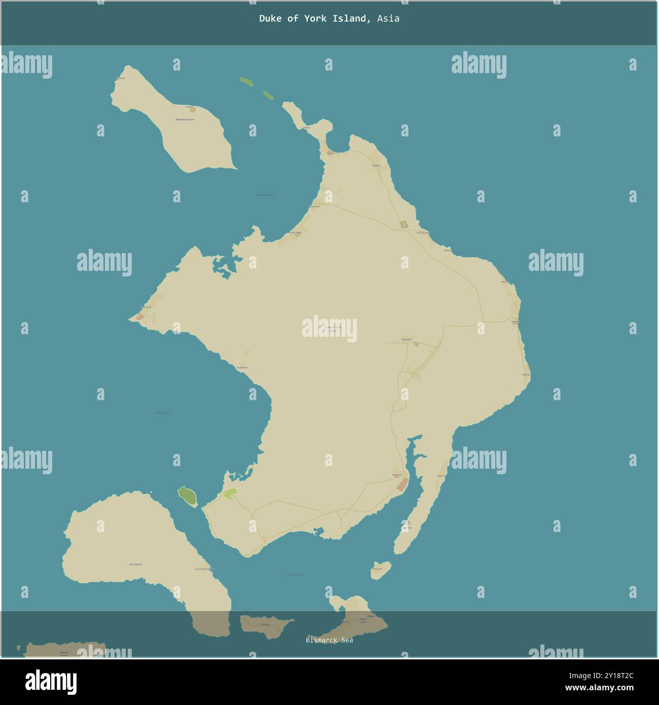 Duke of York Island in the Bismarck Sea, belonging to Papua New Guinea, cropped to square on a ...