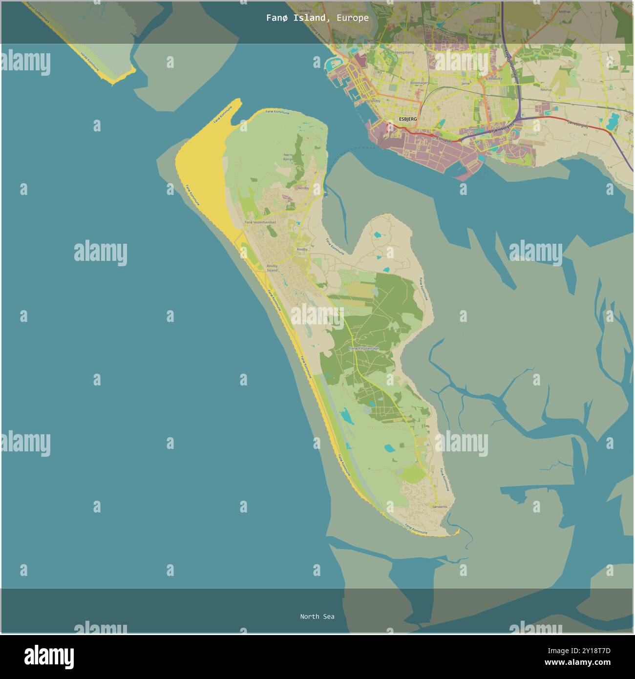 Fan Island in the North Sea, belonging to Denmark, cropped to square on ...
