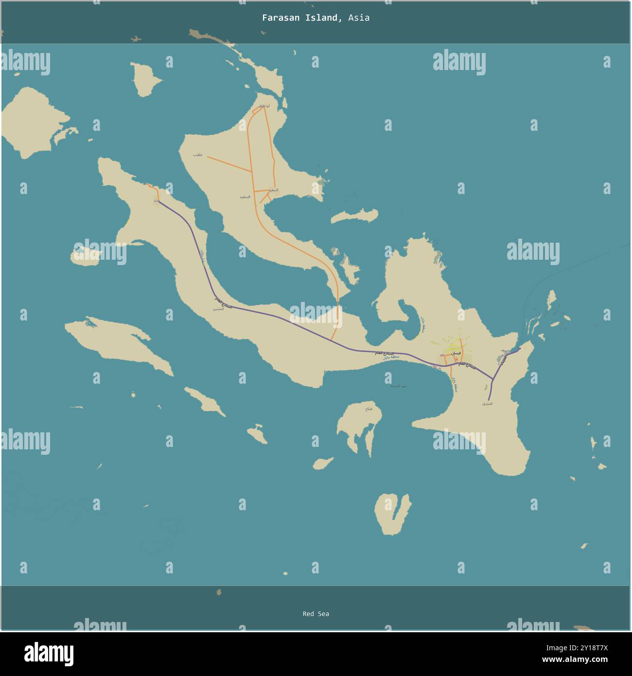 Farasan Island in the Red Sea, belonging to Saudi Arabia, cropped to ...