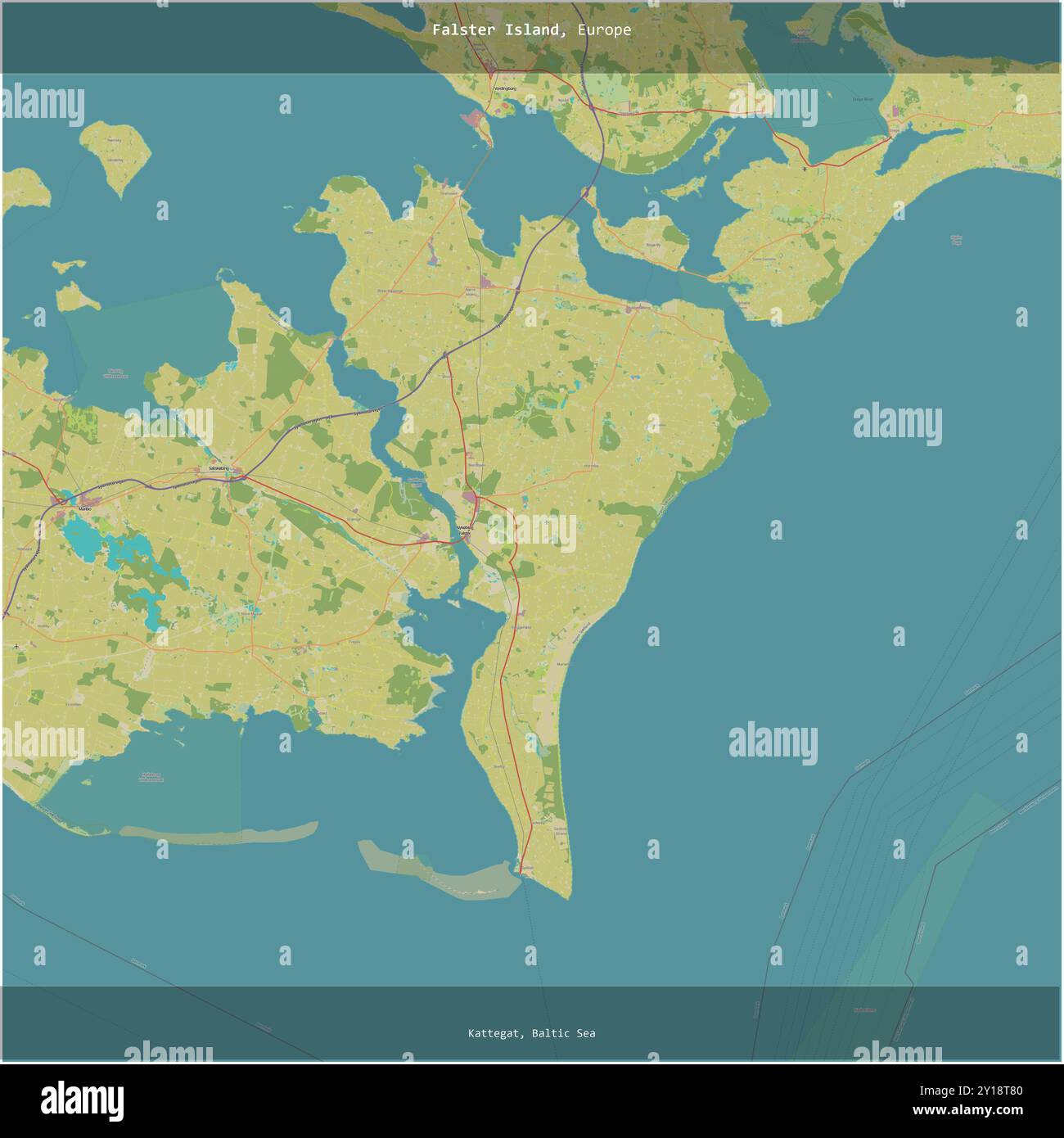 Falster Island in the Kattegat, belonging to Denmark, cropped to square ...