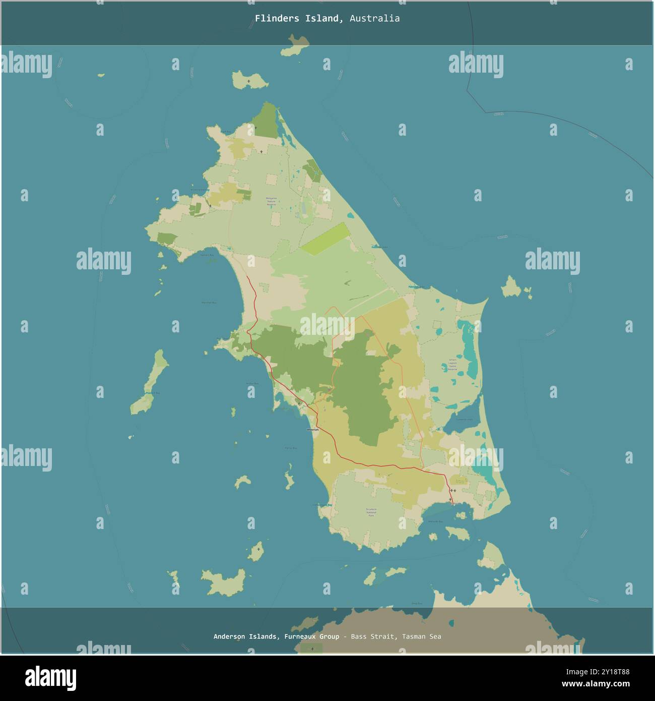 Flinders Island in the Tasman Sea, belonging to Australia, cropped to ...