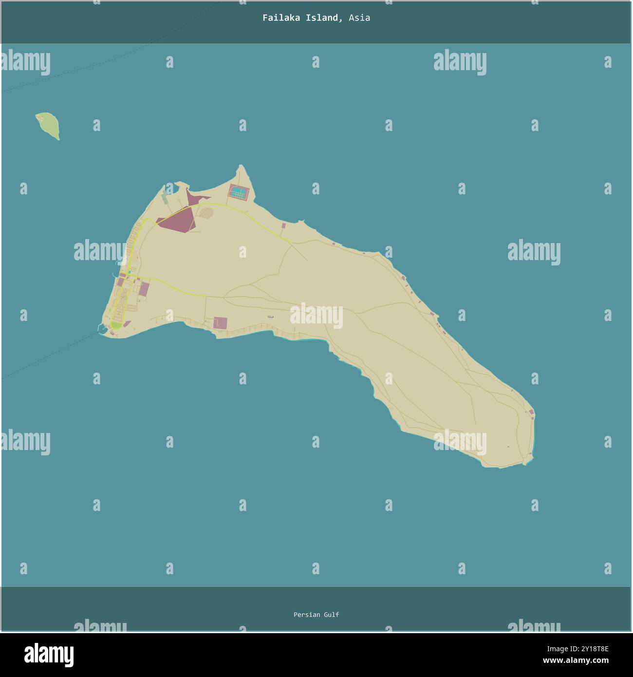 Failaka Island in the Persian Gulf, belonging to Kuwait, cropped to ...
