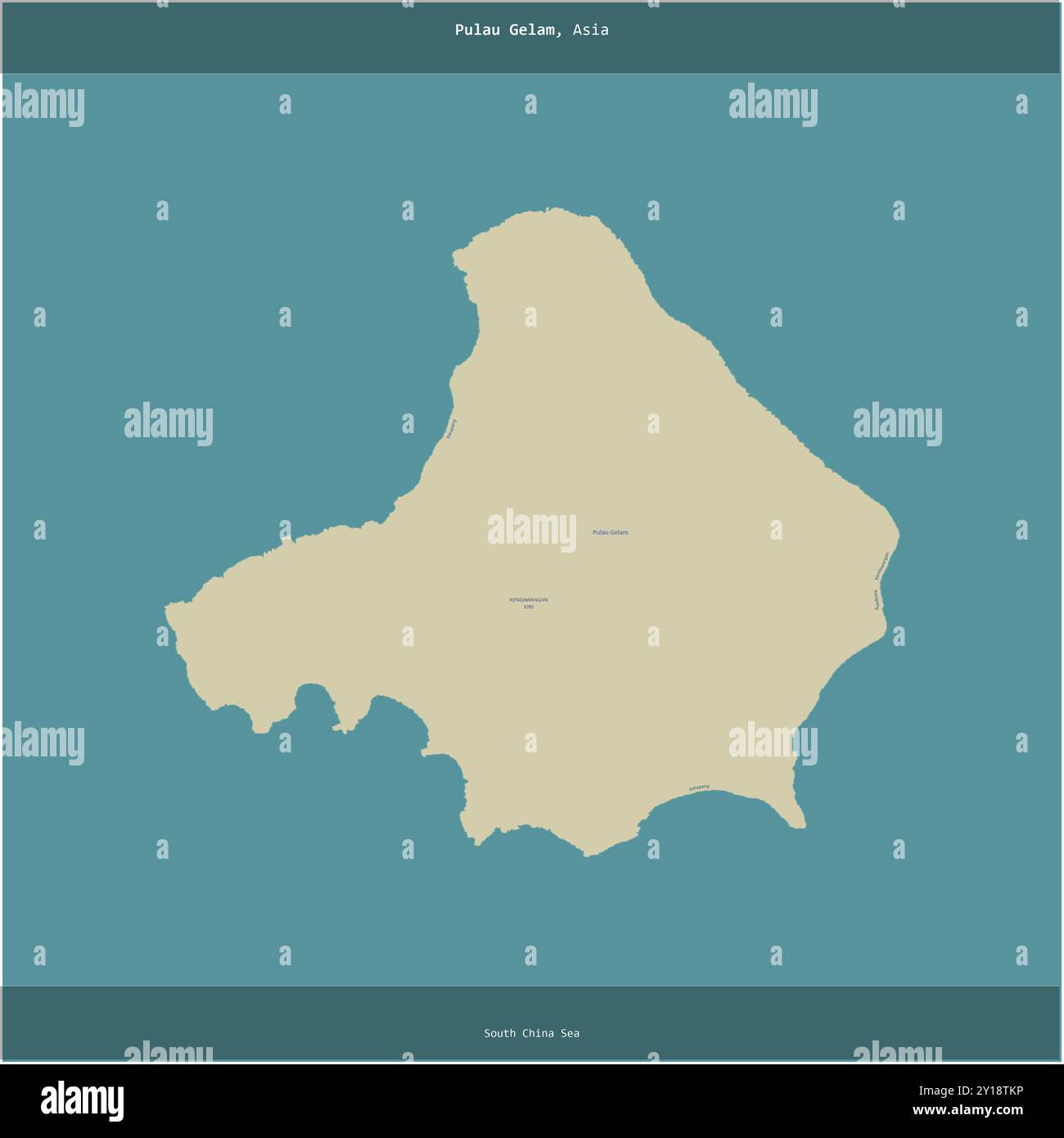 Pulau Gelam in the South China Sea, belonging to Indonesia, cropped to ...