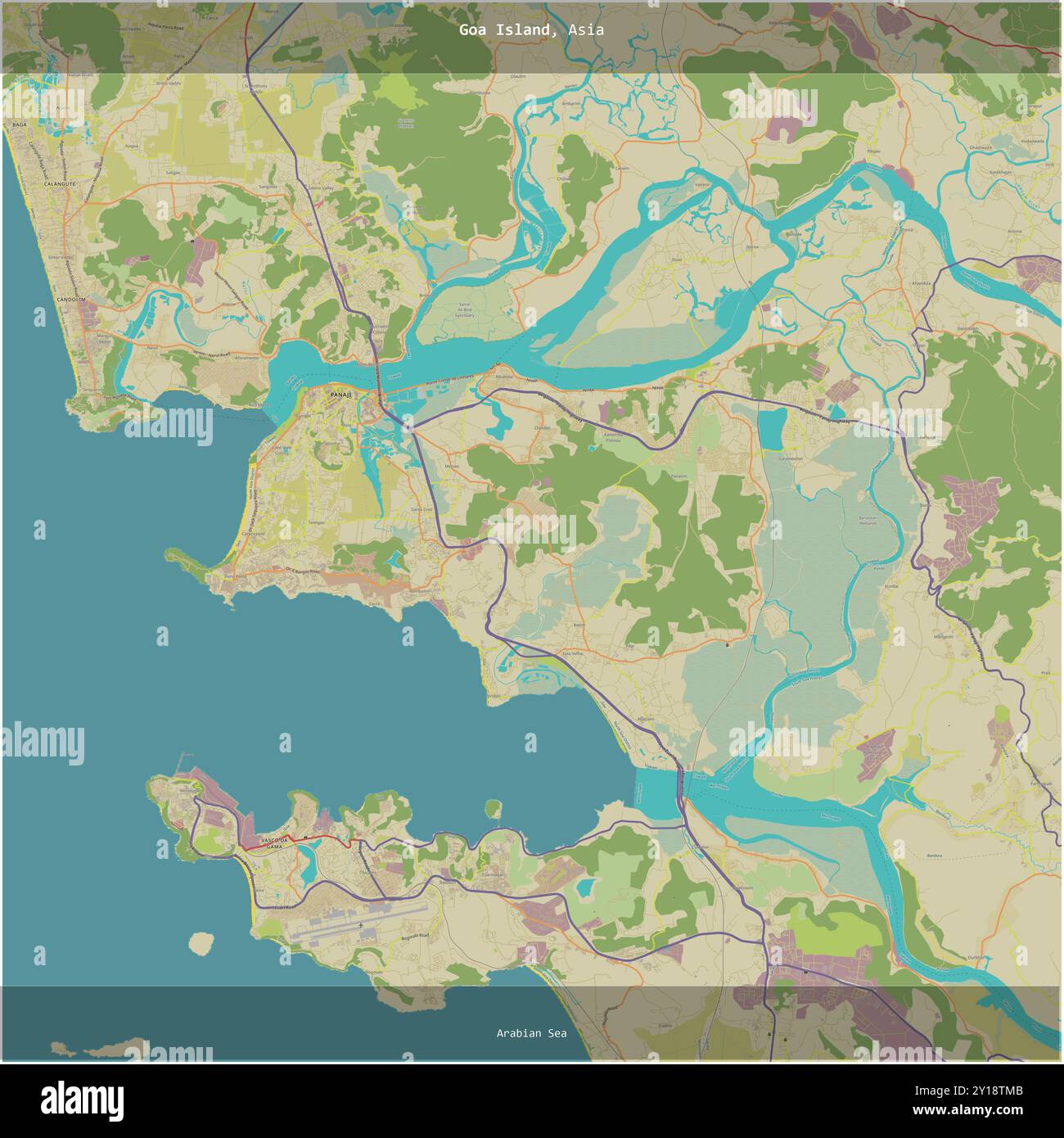 Goa Island in the Arabian Sea, belonging to India, cropped to square on ...