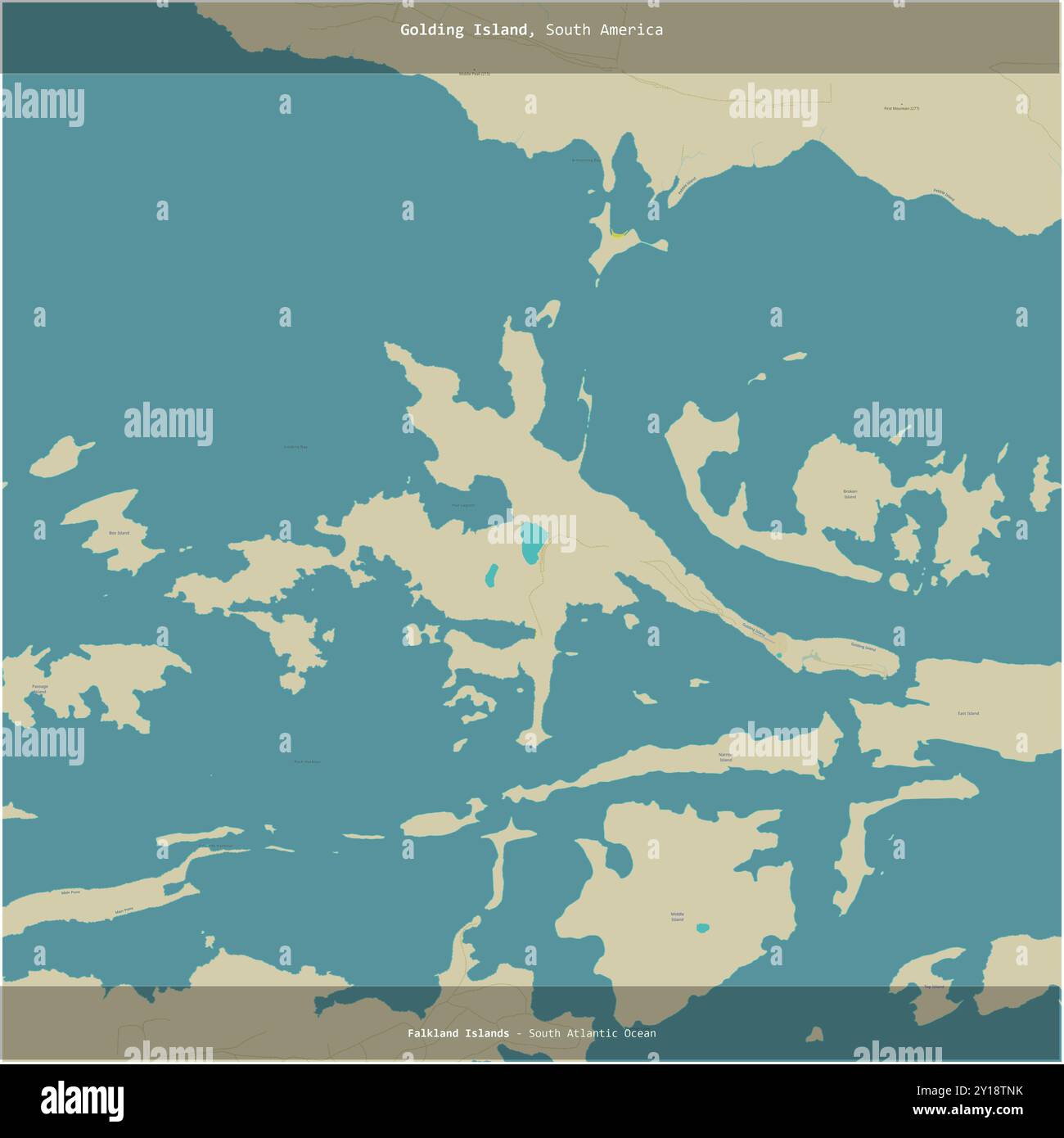 Golding Island in the South Atlantic Ocean, belonging to Falkland Islands, cropped to square on ...