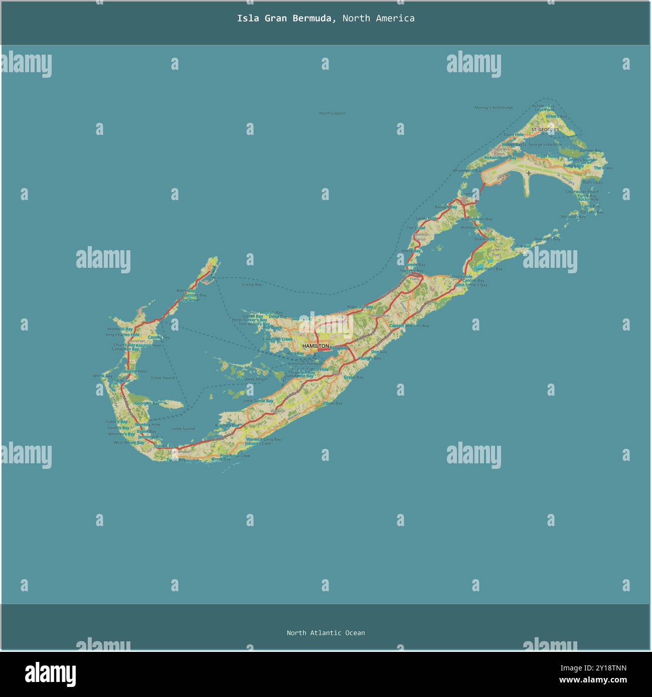 Isla Gran Bermuda in the North Atlantic Ocean, belonging to Bermuda ...