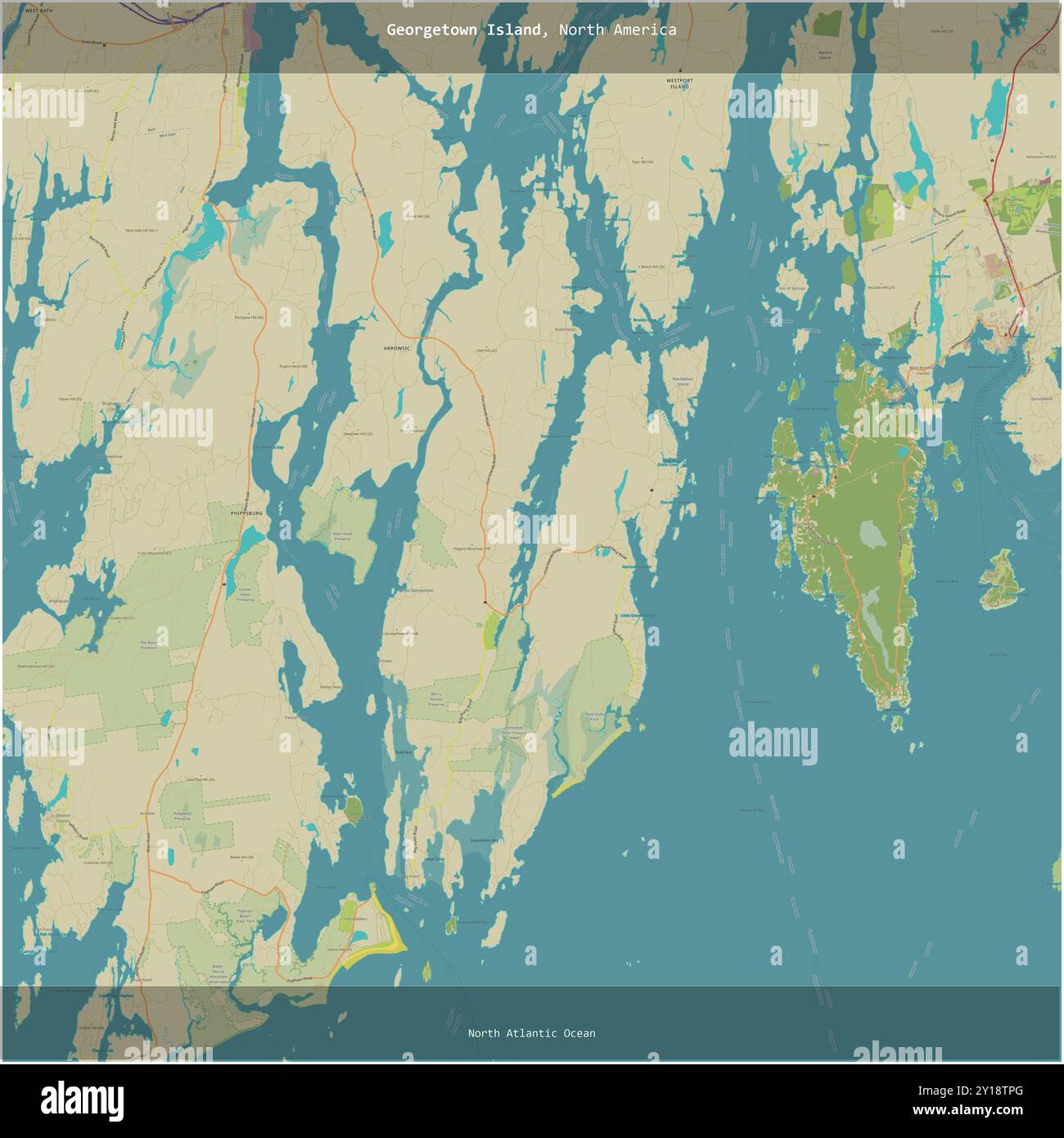 Georgetown Island in the North Atlantic Ocean, belonging to United ...