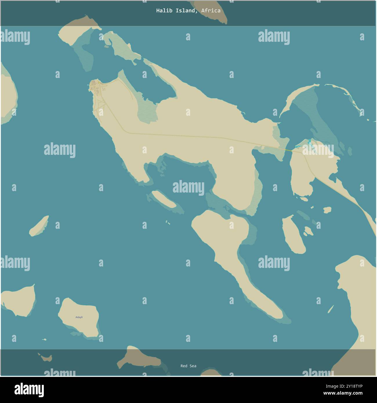 Halib Island in the Red Sea, belonging to Eritrea, cropped to square on ...
