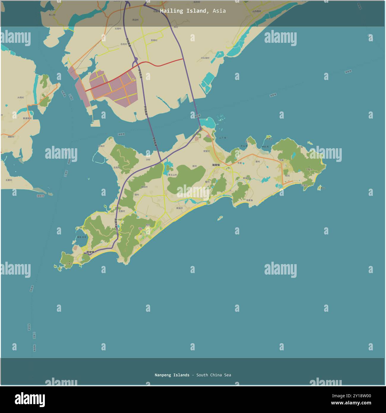 Hailing Island in the South China Sea, belonging to China, cropped to ...
