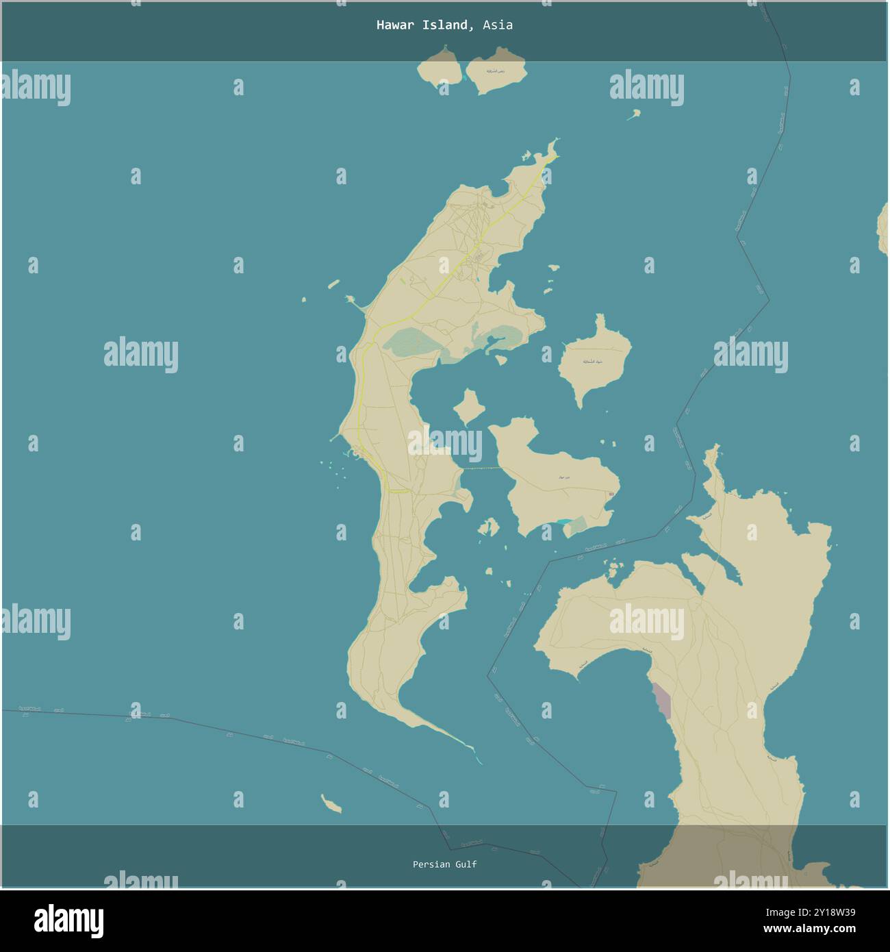 Hawar Island in the Persian Gulf, belonging to Bahrain, cropped to ...