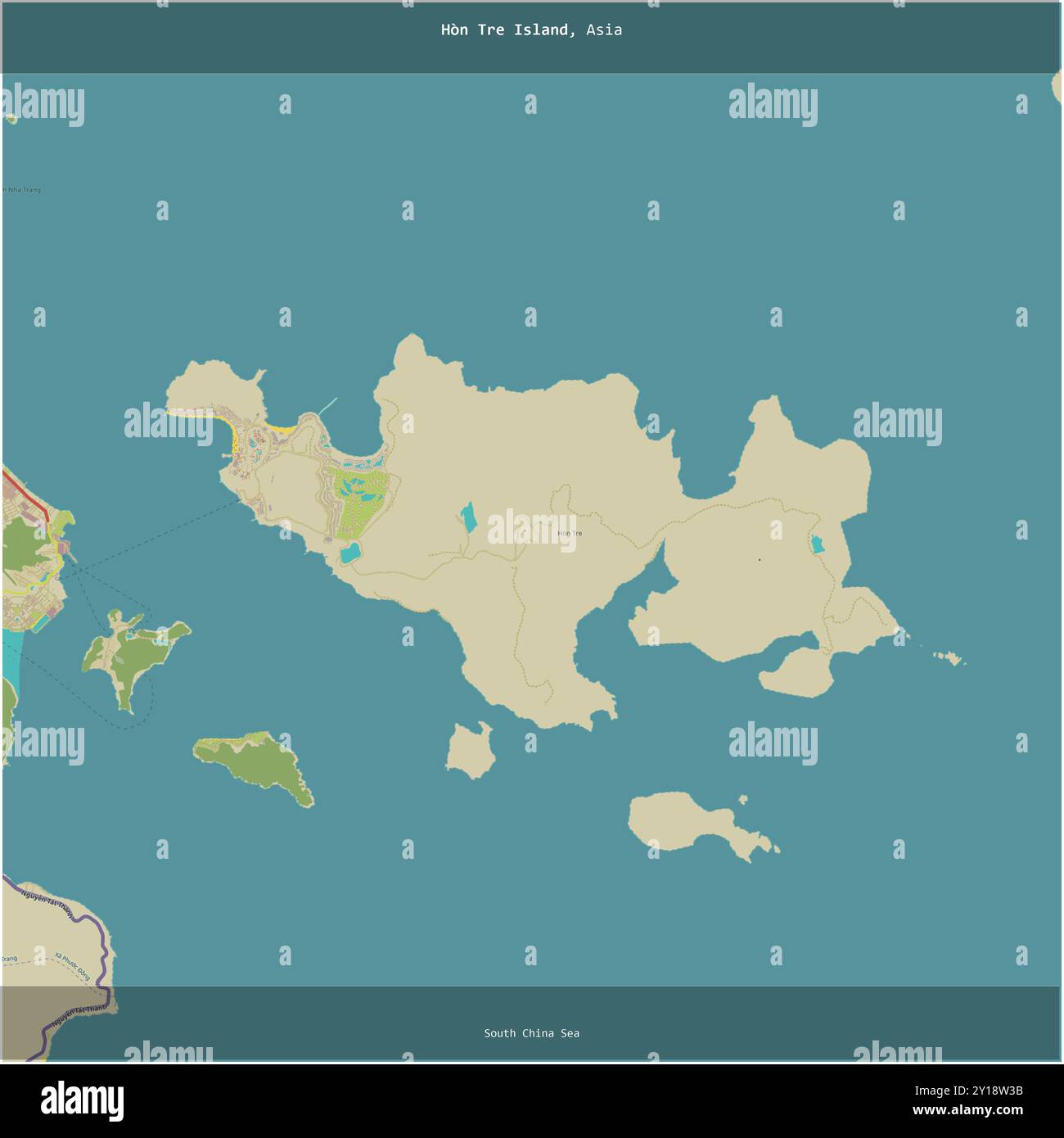 Hon Tre Island in the South China Sea, belonging to Vietnam, cropped to ...
