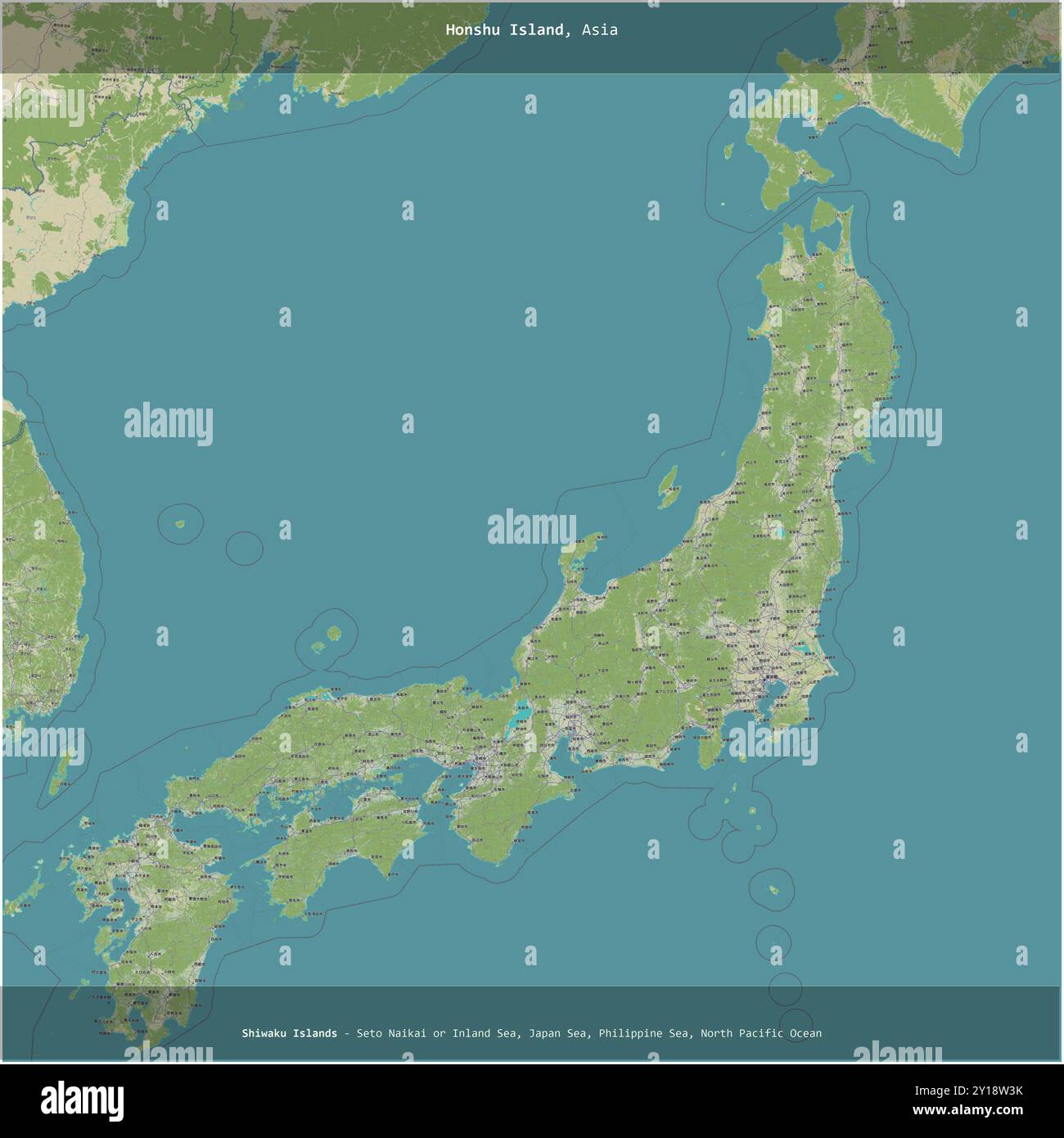 Honshu Island in the Japan Sea, belonging to Japan, cropped to square ...