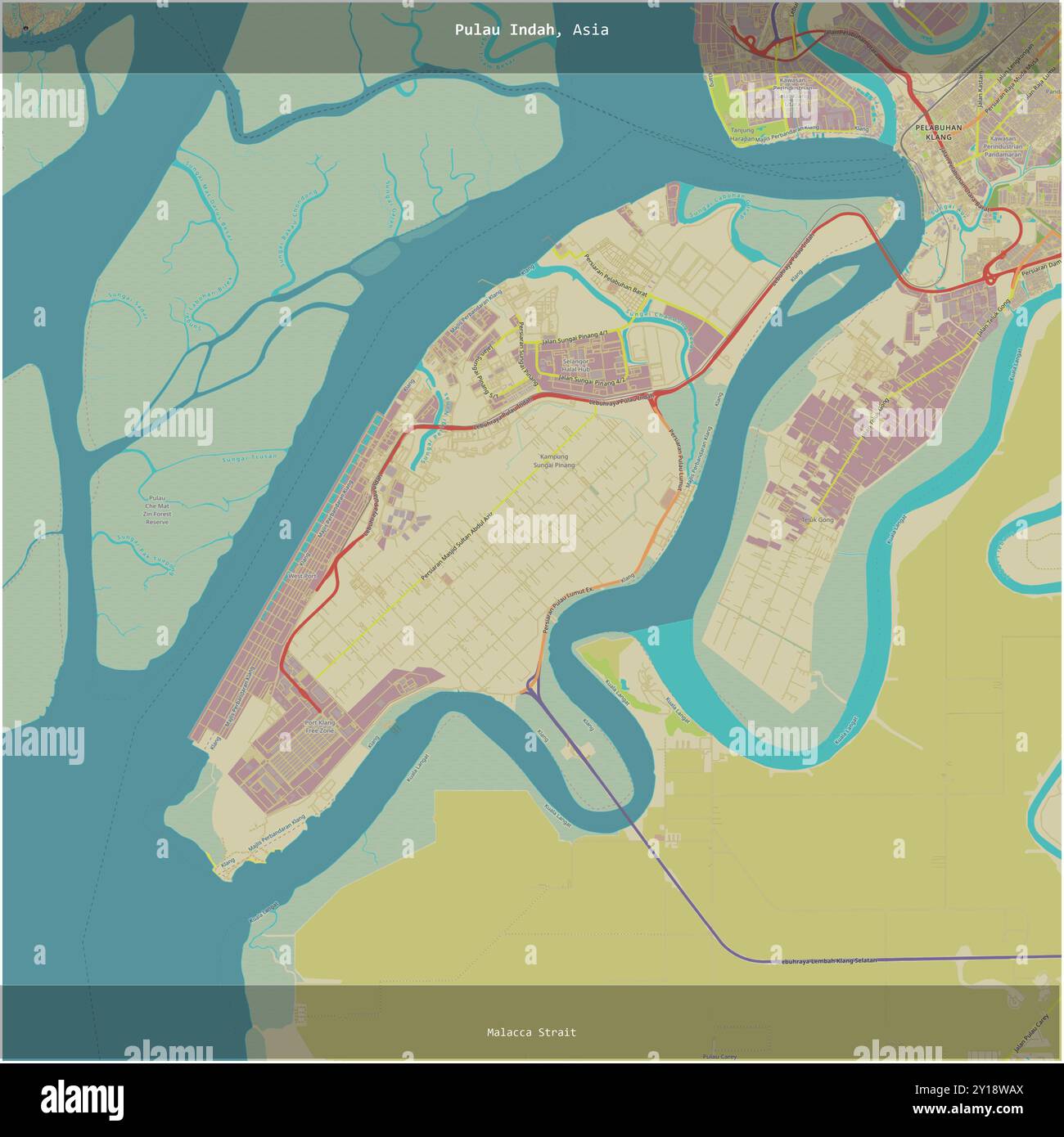 Pulau Indah in the Malacca Strait, belonging to Malaysia, cropped to ...