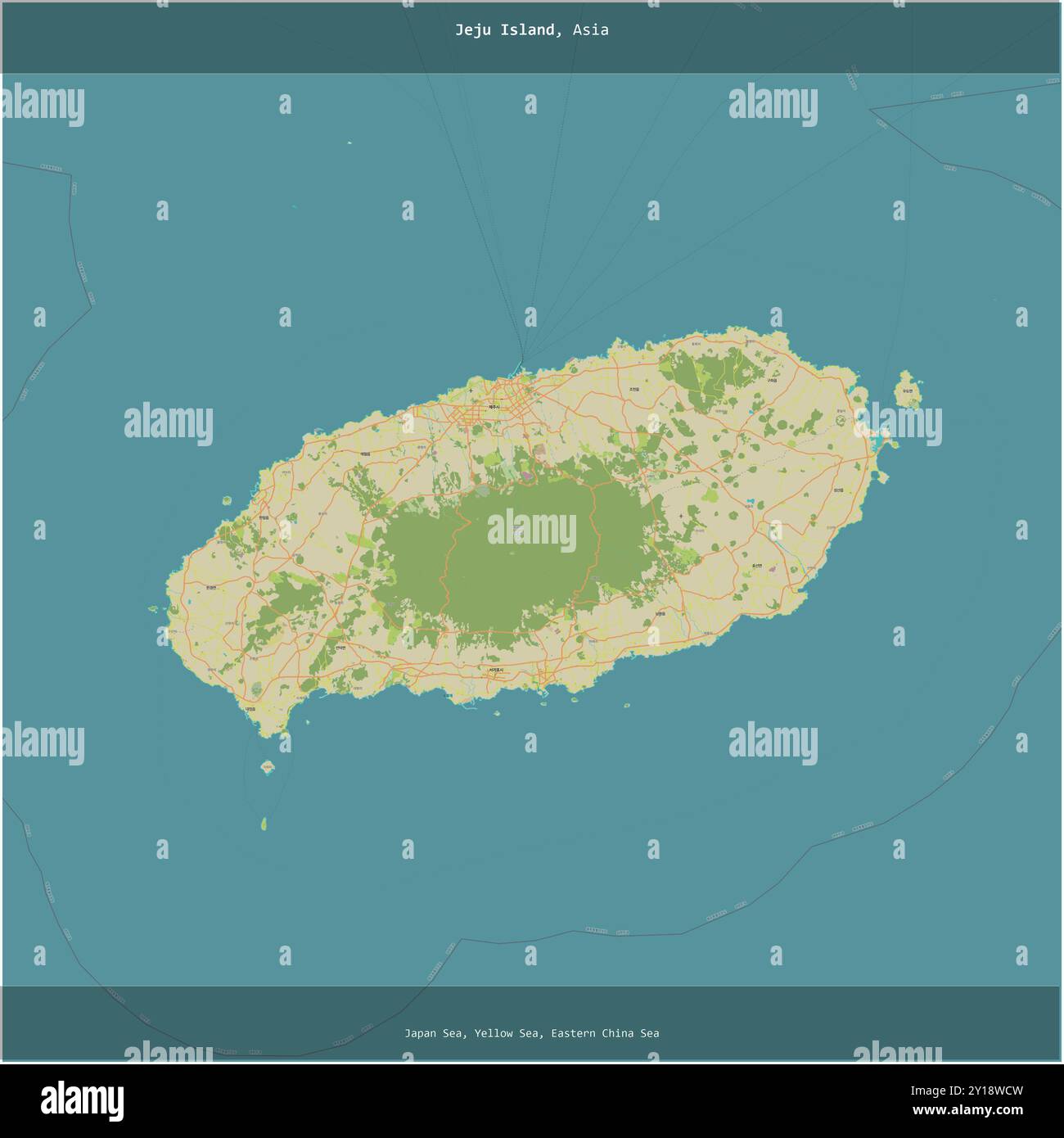 Jeju Island in the Japan Sea, belonging to South Korea, cropped to ...
