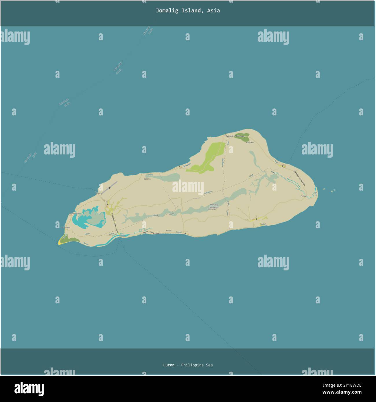 Jomalig Island in the Philippine Sea, belonging to Philippines, cropped ...