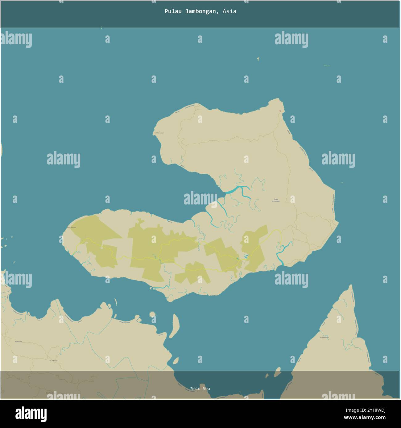 Pulau Jambongan in the Sulu Sea, belonging to Malaysia, cropped to ...