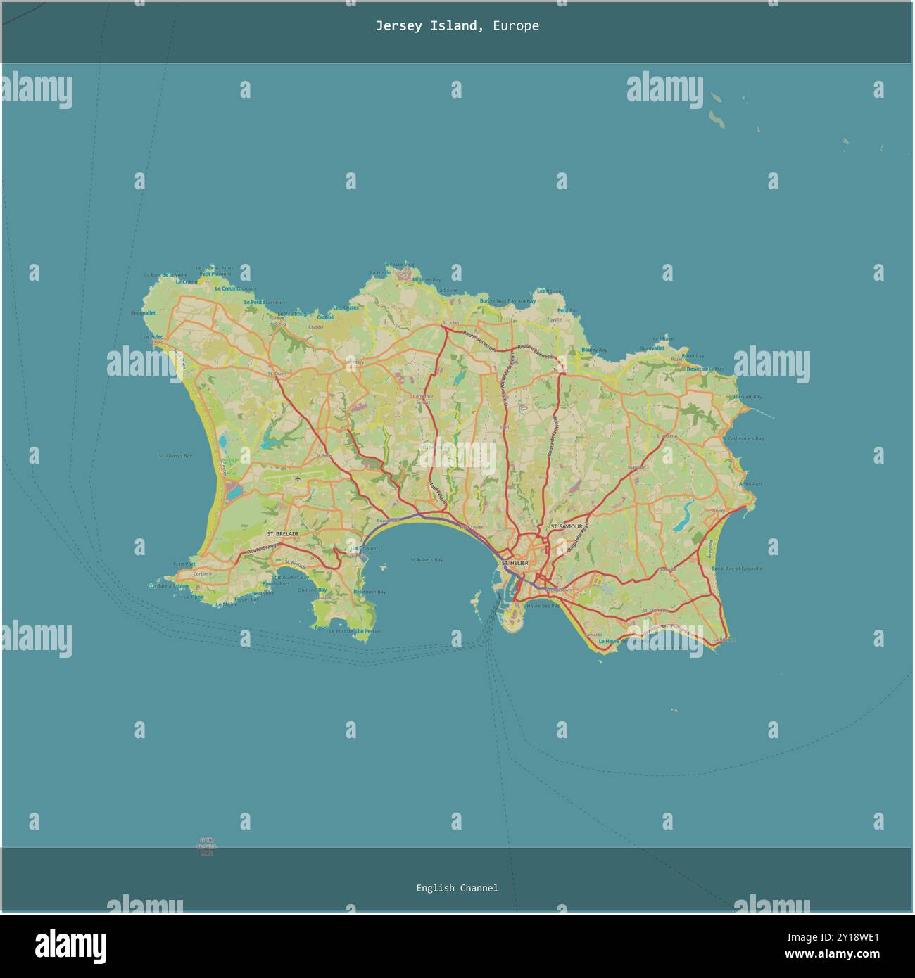 Jersey Island in the English Channel, belonging to Jersey, cropped to ...