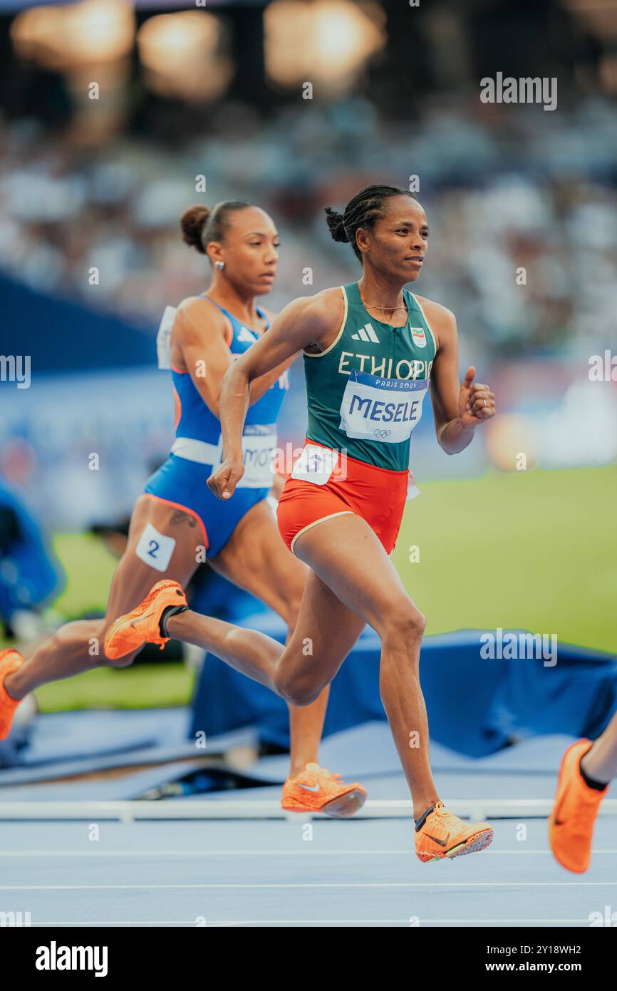Worknesh Mesele participating in the 800 meters at the Paris 2024 ...