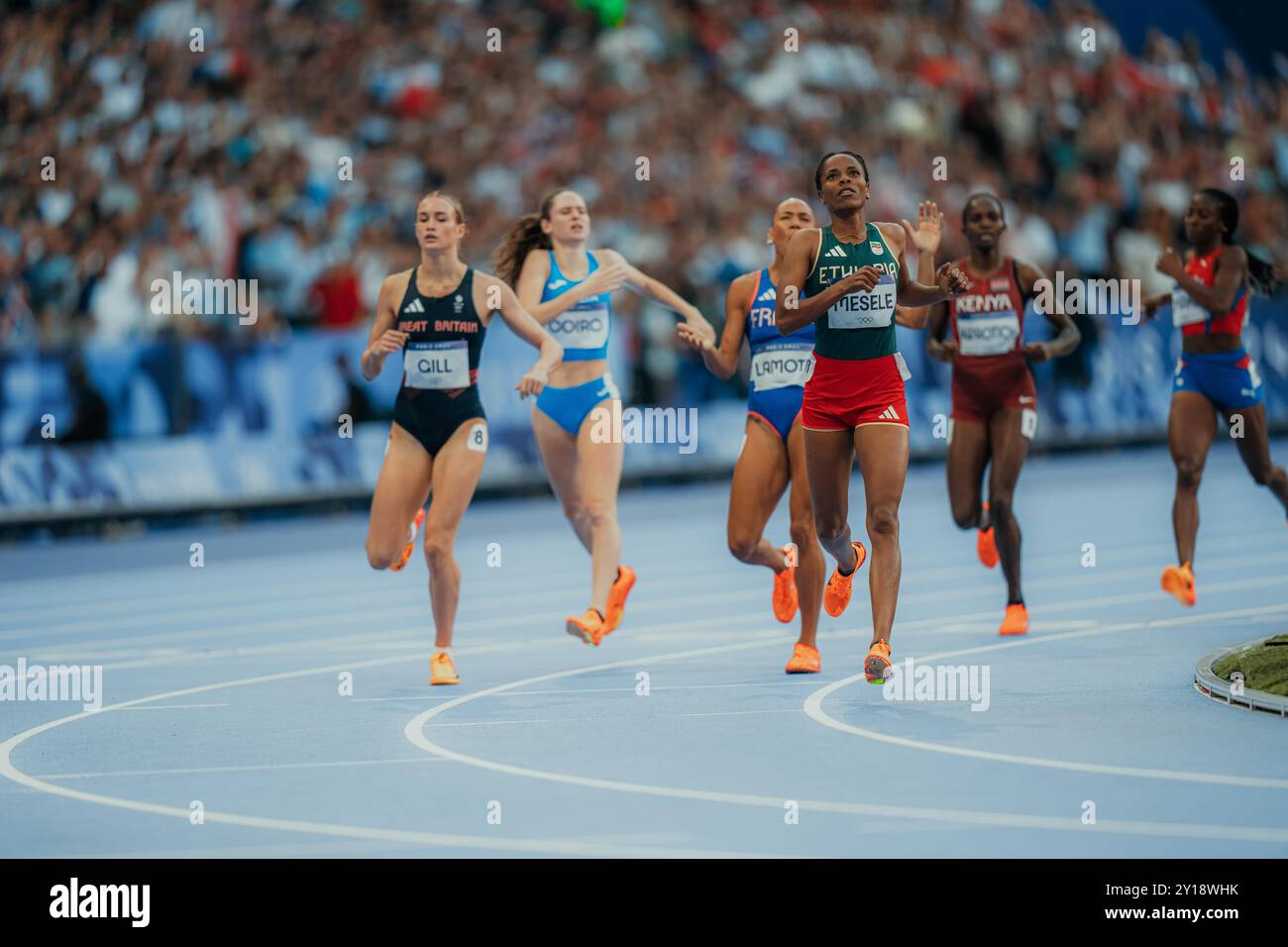 Worknesh Mesele participating in the 800 meters at the Paris 2024 ...