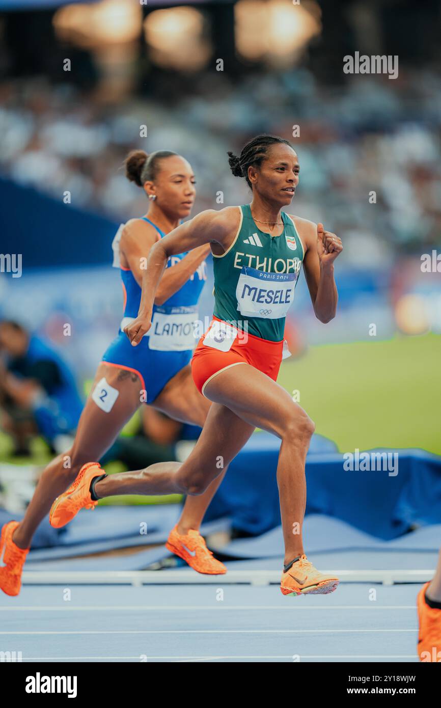 Worknesh Mesele participating in the 800 meters at the Paris 2024 ...