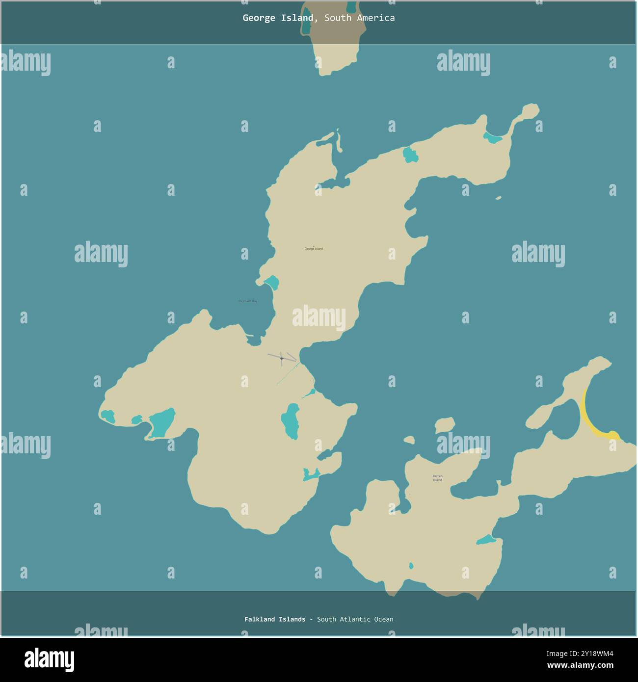 George Island in the South Atlantic Ocean, belonging to Falkland Islands, cropped to square on a ...