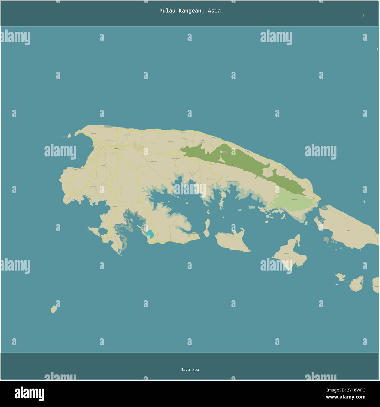 Pulau Kangean in the Java Sea, belonging to Indonesia, cropped to ...