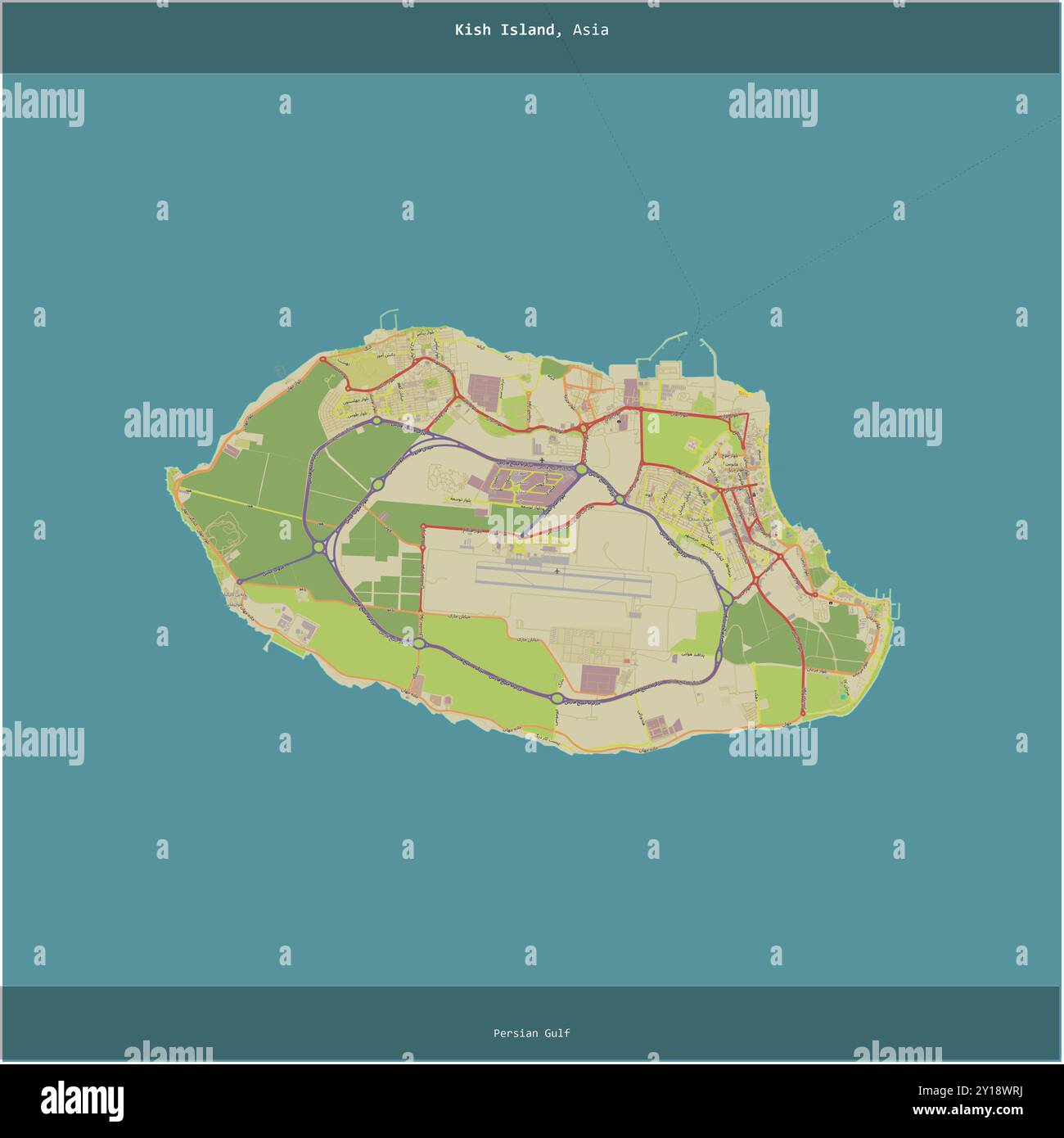 Kish Island in the Persian Gulf, belonging to Iran, cropped to square ...