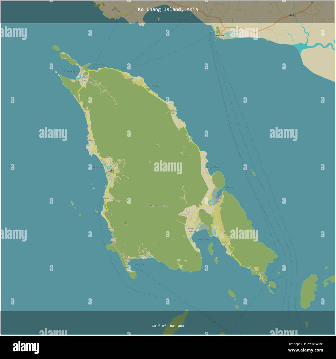 Ko Chang Island in the Gulf of Thailand, belonging to Thailand, cropped ...