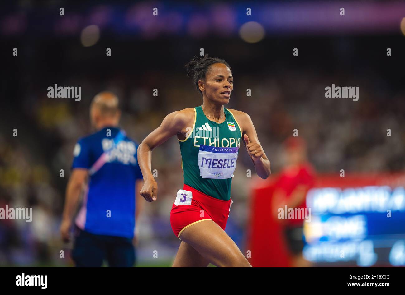 Worknesh Mesele participating in the 800 meters at the Paris 2024 ...