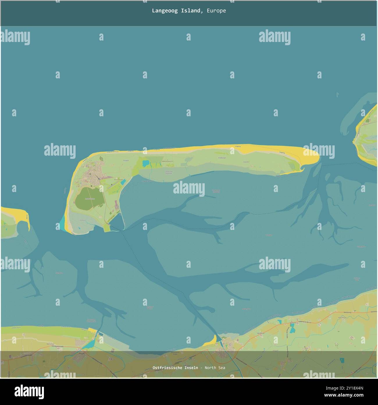 Langeoog Island in the North Sea, belonging to Germany, cropped to ...