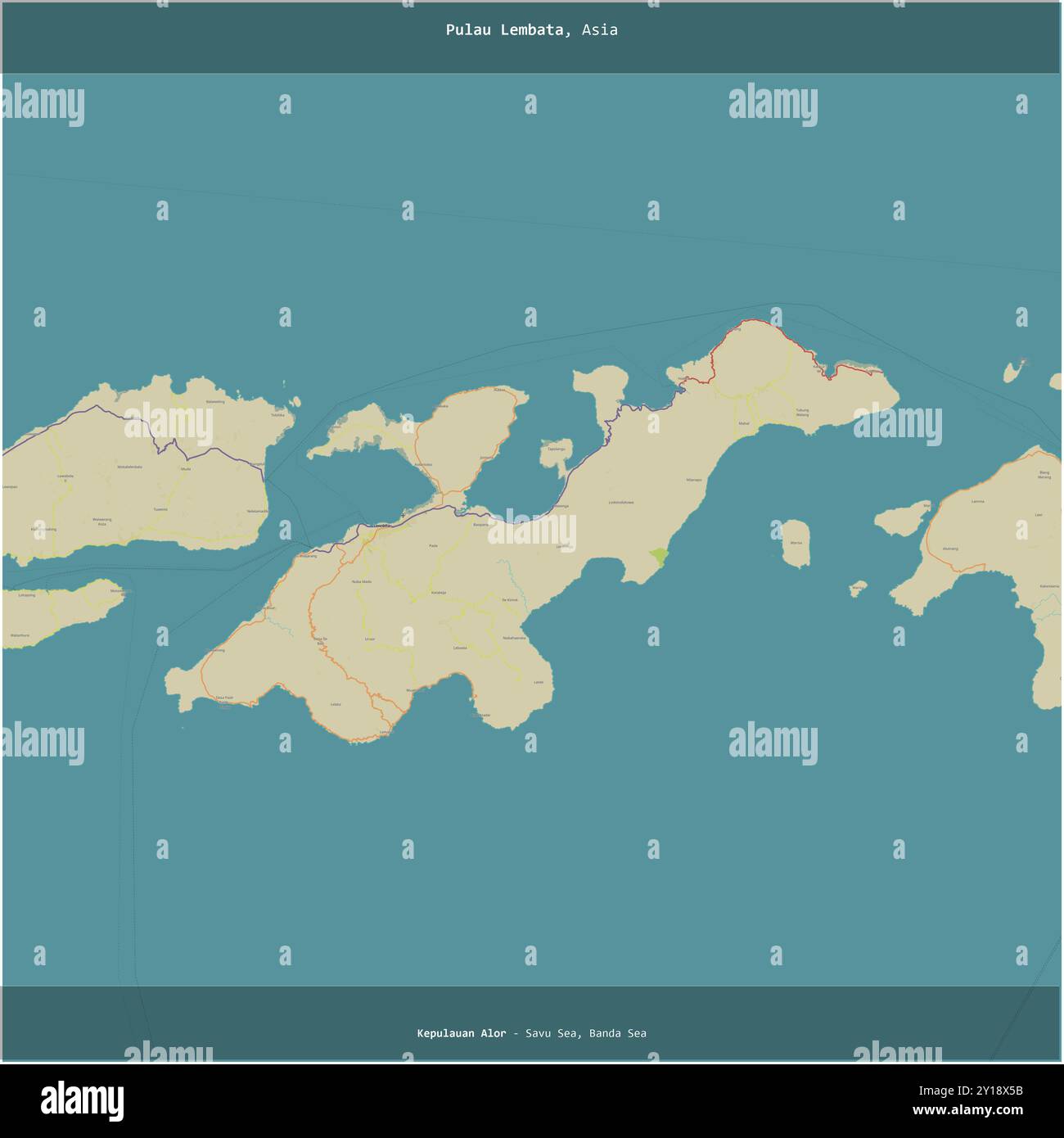 Pulau Lembata in the Savu Sea, belonging to Indonesia, cropped to ...