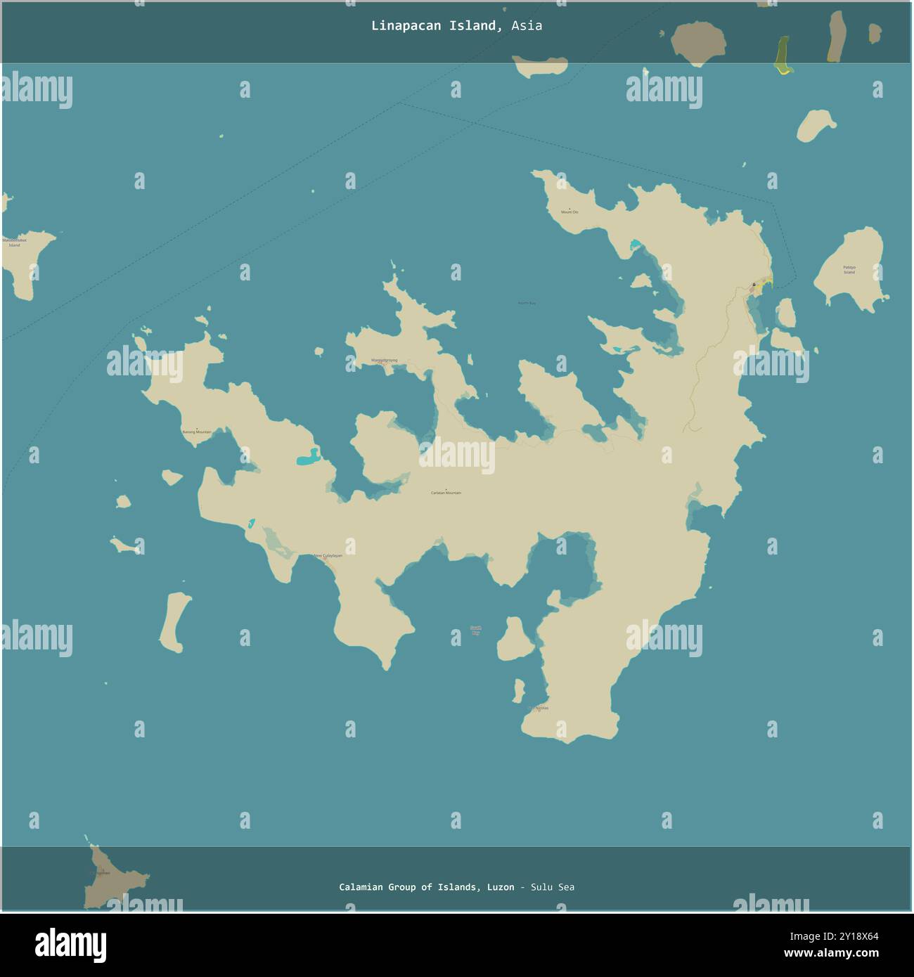 Linapacan Island in the Sulu Sea, belonging to Philippines, cropped to ...