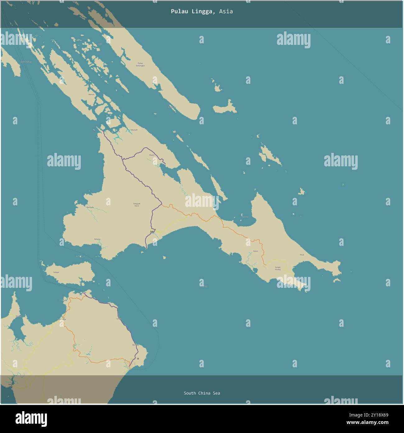 Pulau Lingga in the South China Sea, belonging to Indonesia, cropped to ...