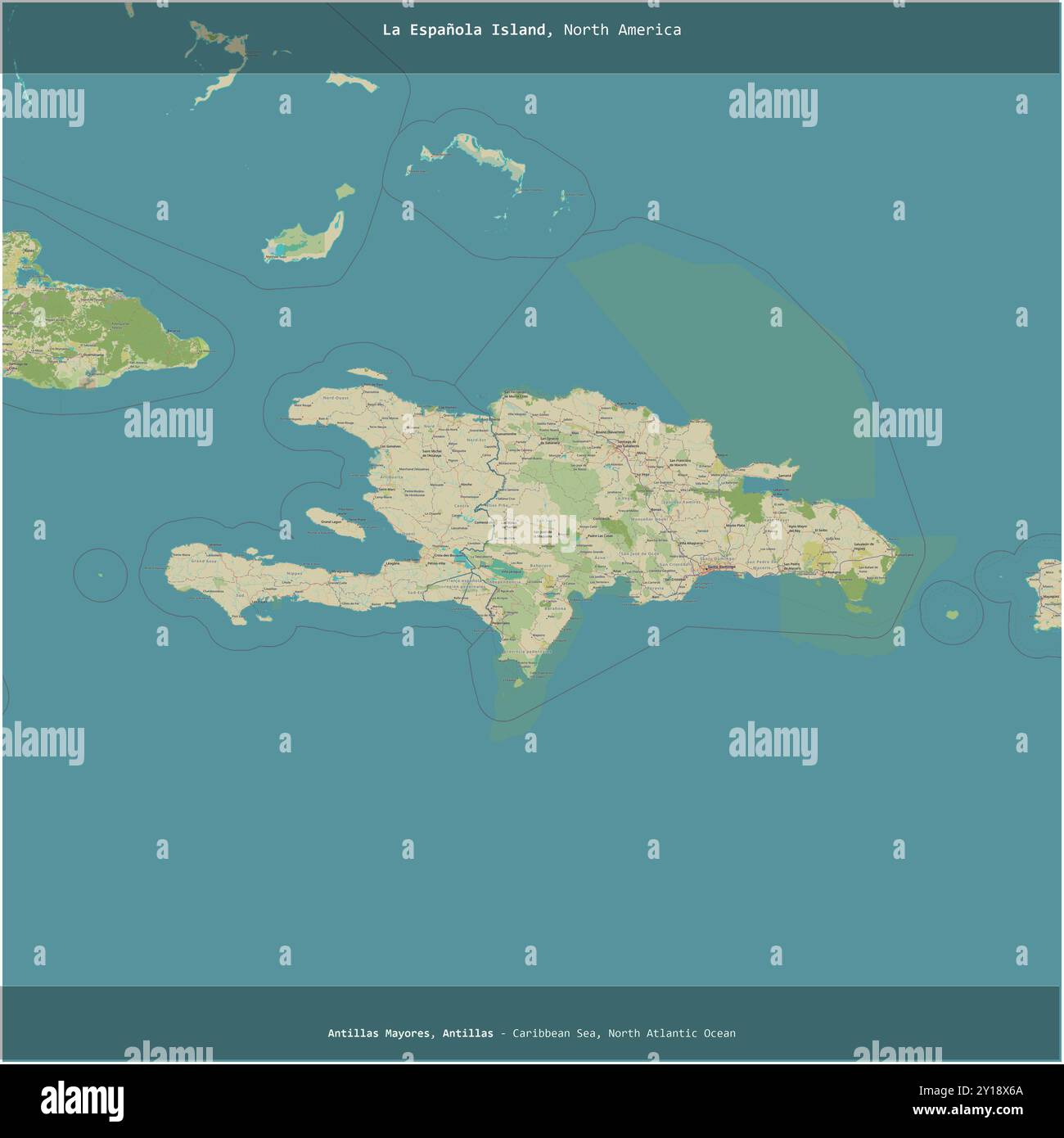 La Espanola Island in the Caribbean Sea, shared between: Haiti ...