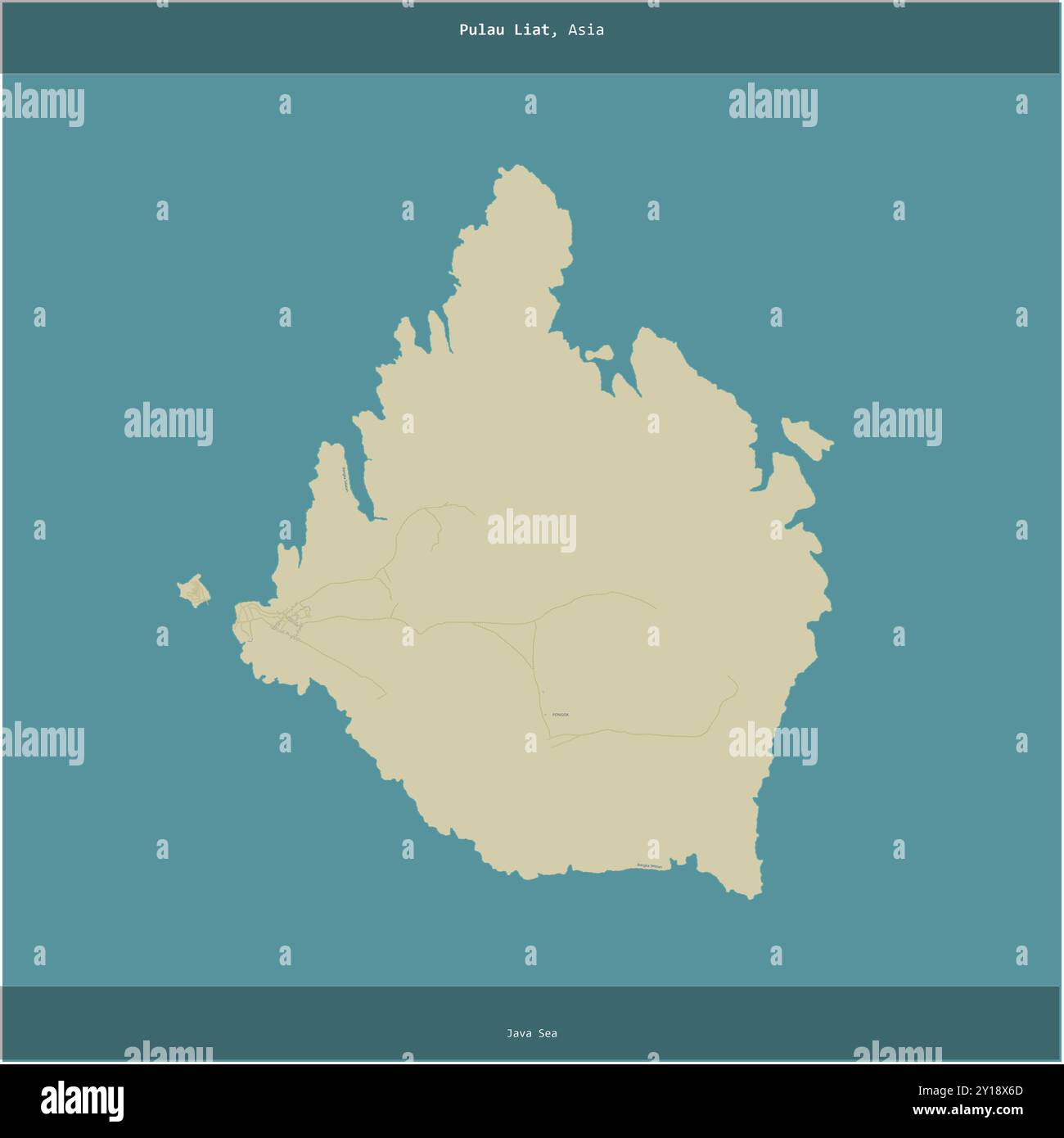 Pulau Liat in the Java Sea, belonging to Indonesia, cropped to square ...