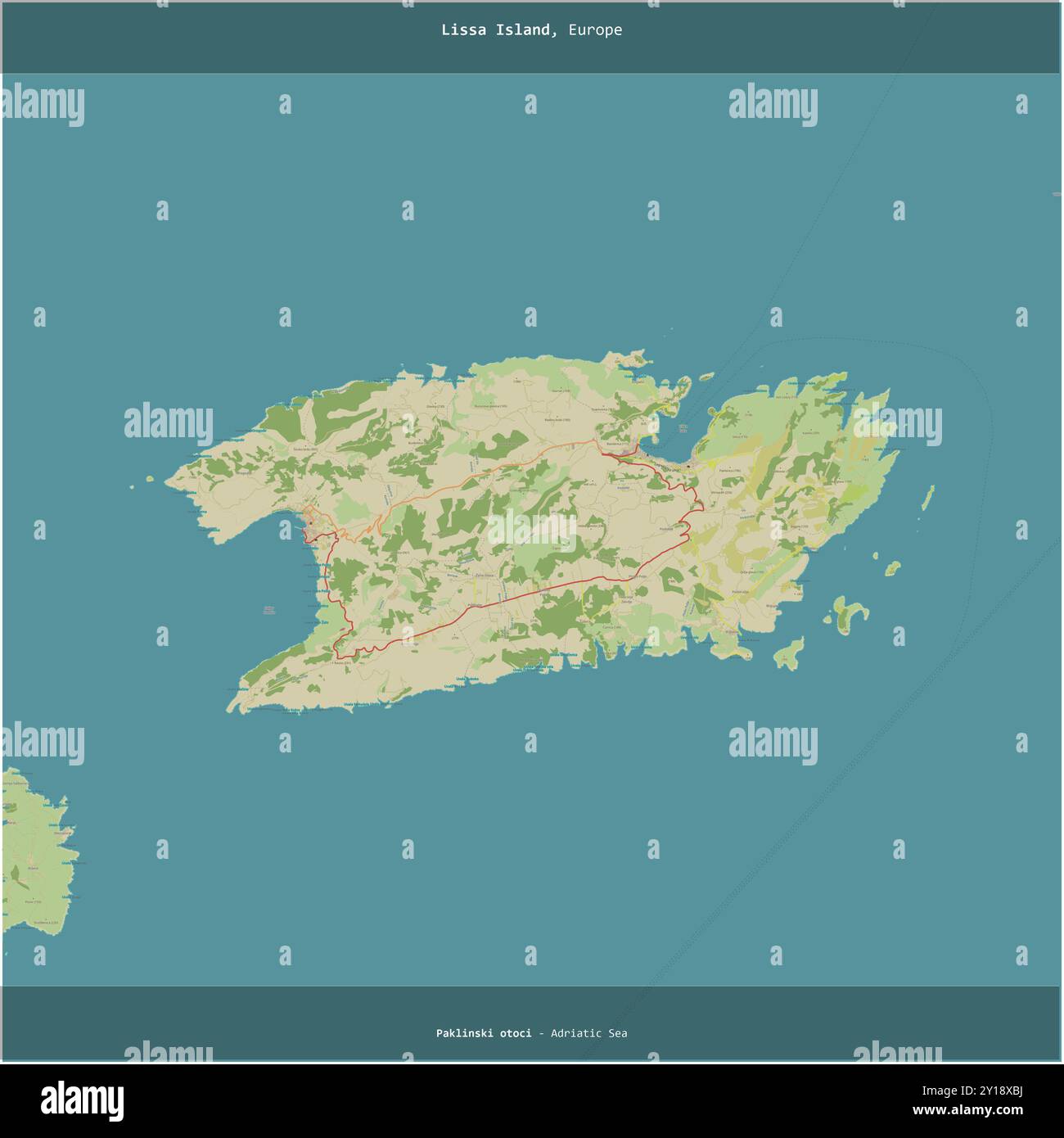 Lissa Island in the Adriatic Sea, belonging to Croatia, cropped to ...