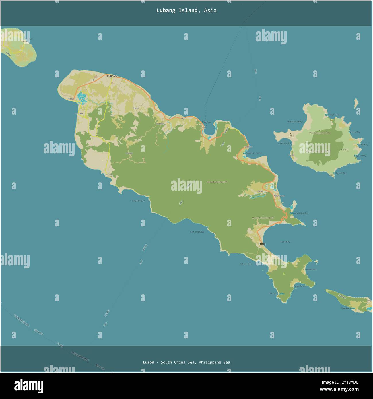 Lubang Island in the Philippine Sea, belonging to Philippines, cropped ...