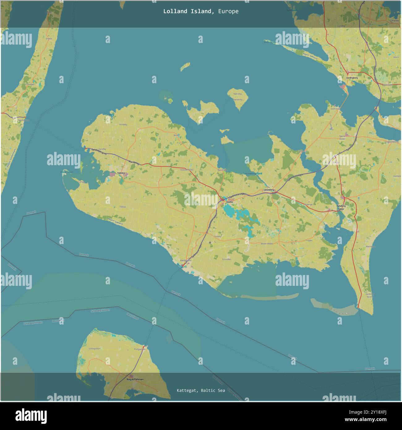 Lolland Island in the Kattegat, belonging to Denmark, cropped to square ...