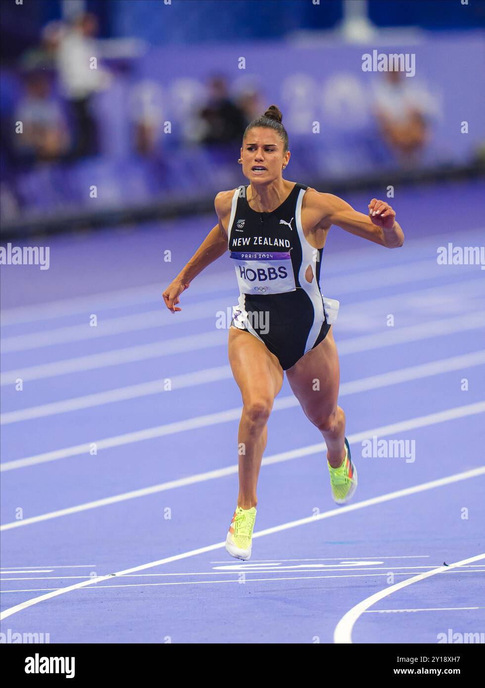 Zoe Hobbs participating in the 100 meters at the Paris 2024 Olympic ...