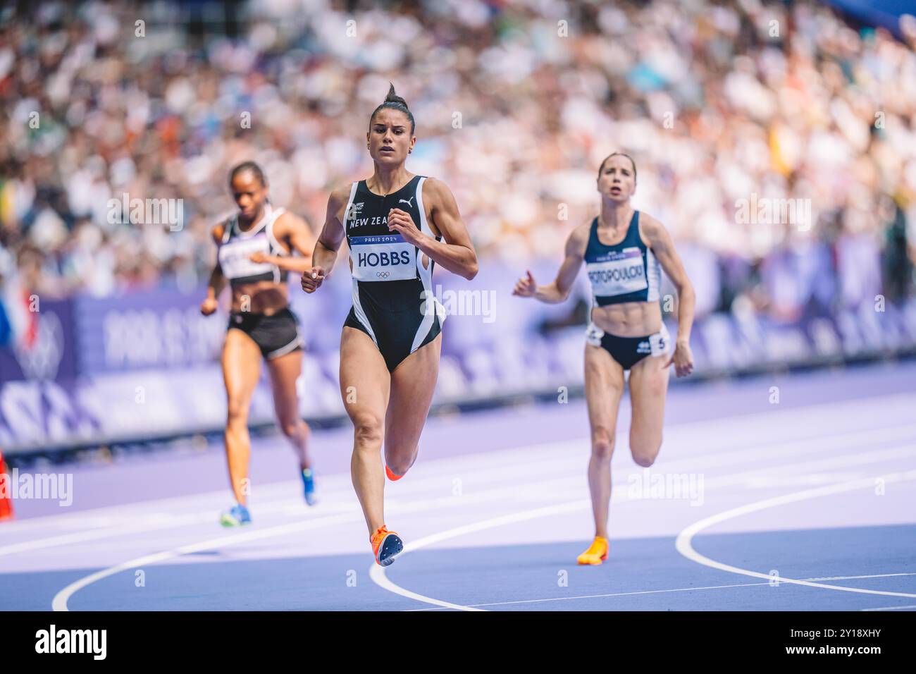 Zoe Hobbs participating in the 100 meters at the Paris 2024 Olympic ...