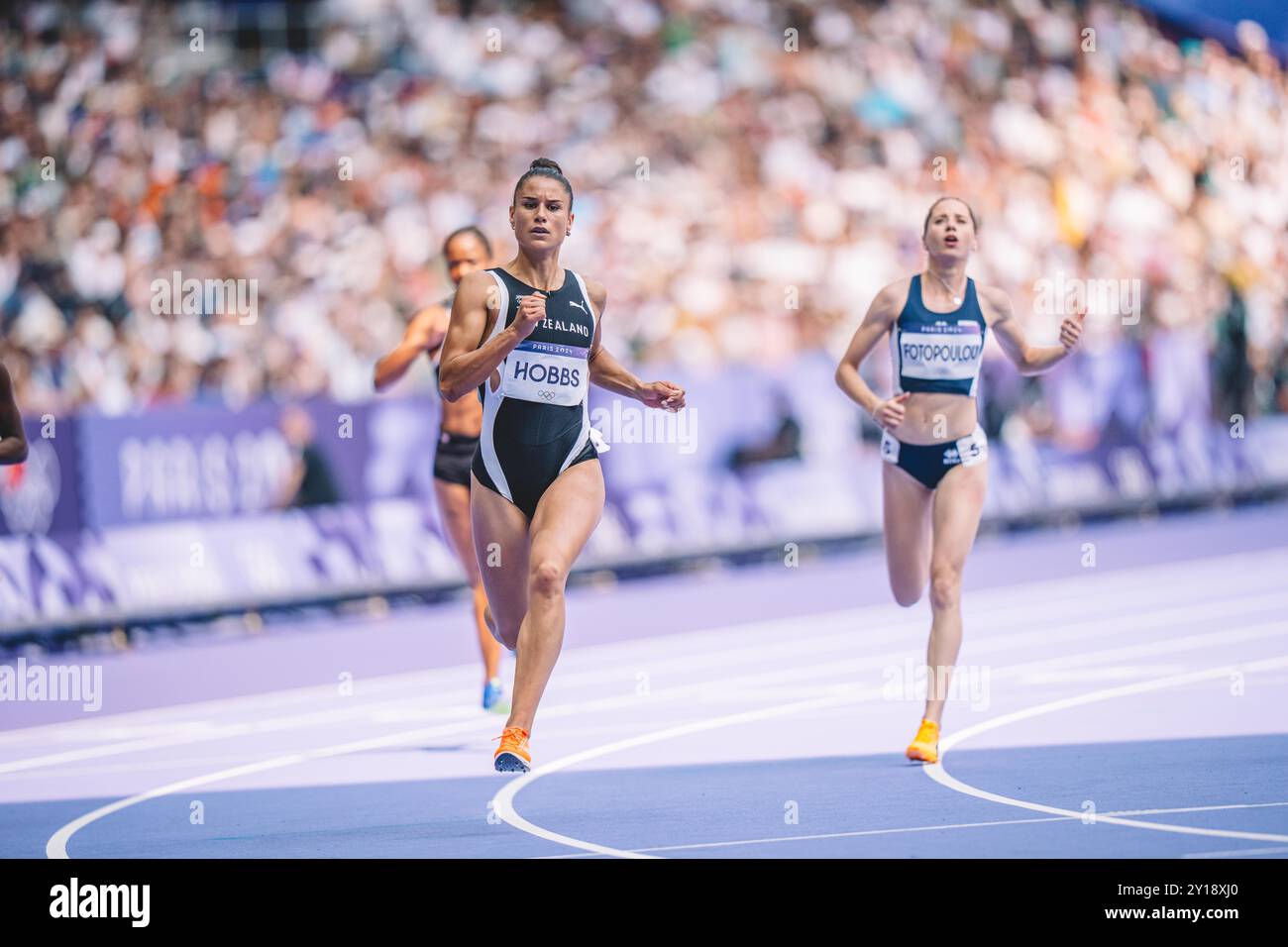 Zoe Hobbs participating in the 100 meters at the Paris 2024 Olympic ...