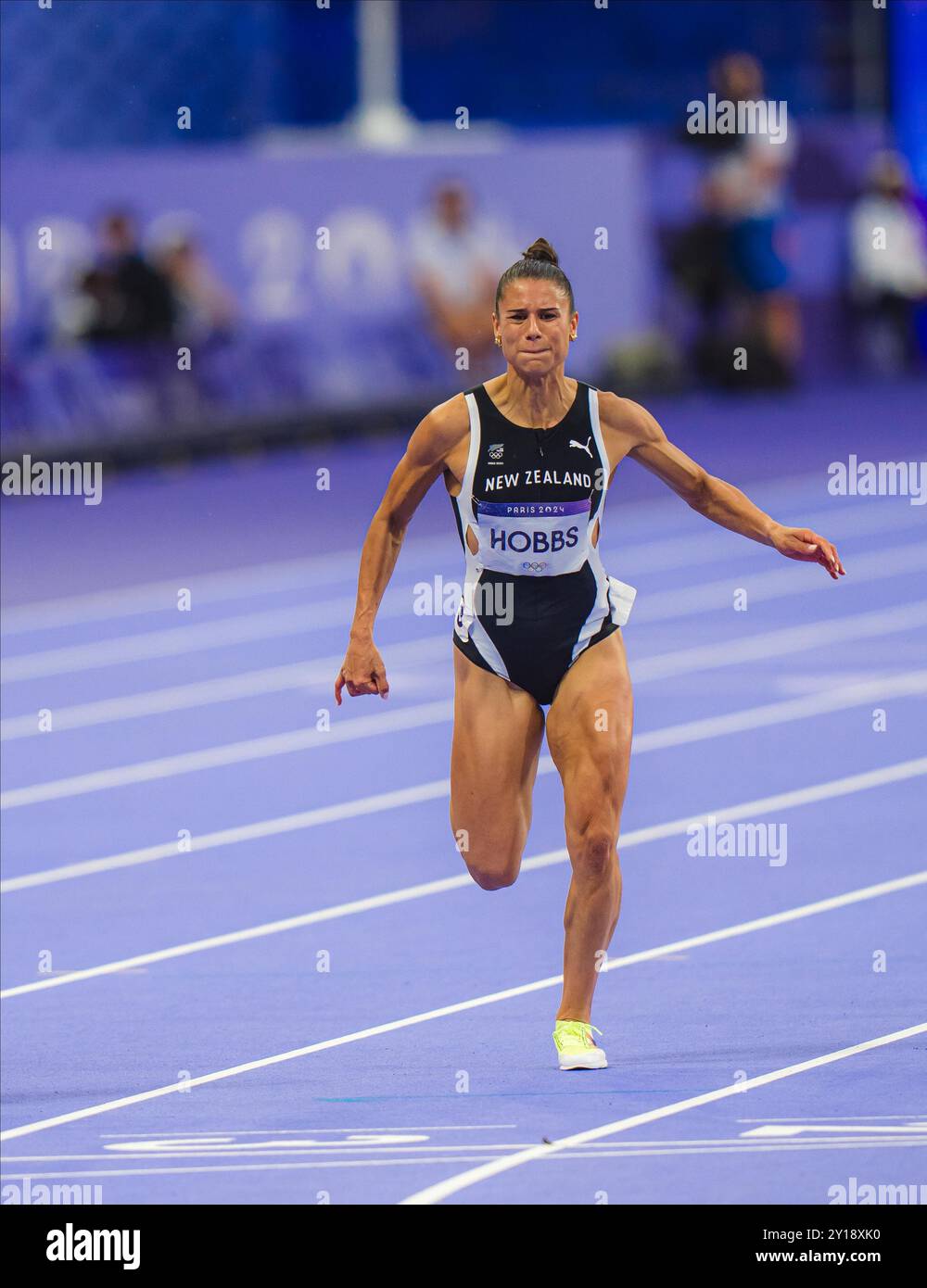 Zoe Hobbs participating in the 100 meters at the Paris 2024 Olympic ...