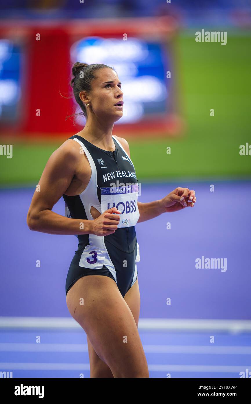Zoe Hobbs participating in the 100 meters at the Paris 2024 Olympic ...