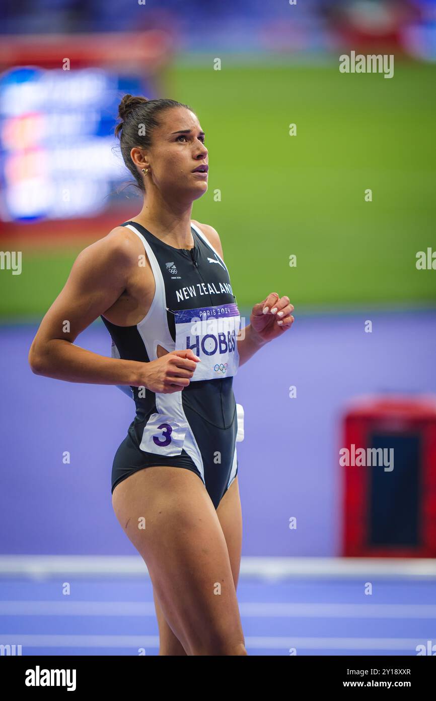 Zoe Hobbs participating in the 100 meters at the Paris 2024 Olympic ...