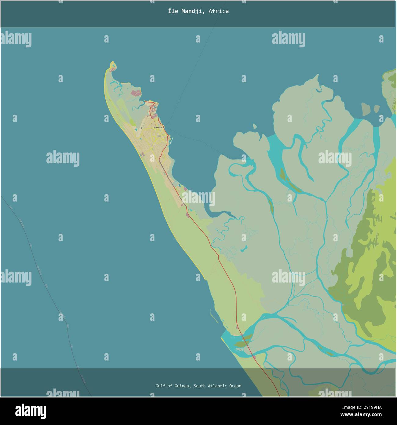 Ile Mandji in the Gulf of Guinea, belonging to Gabon, cropped to square ...