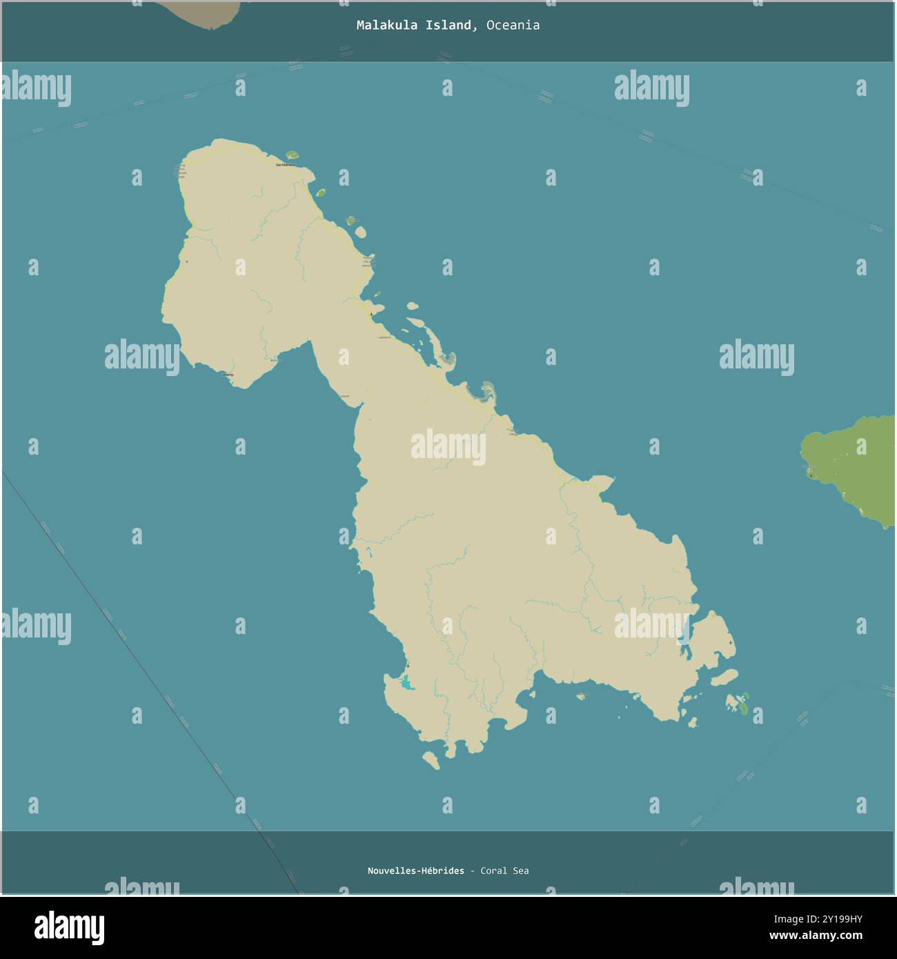 Malakula Island in the Coral Sea, belonging to Vanuatu, cropped to ...
