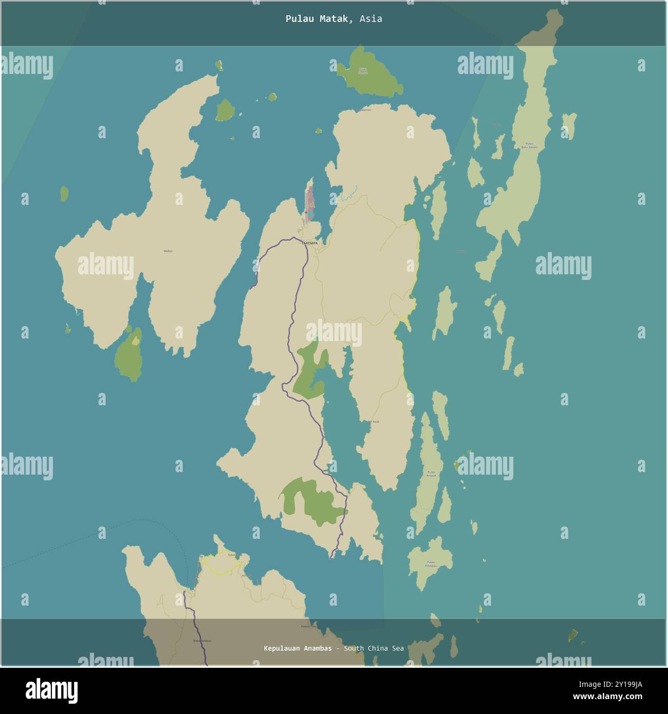 Pulau Matak in the South China Sea, belonging to Indonesia, cropped to ...