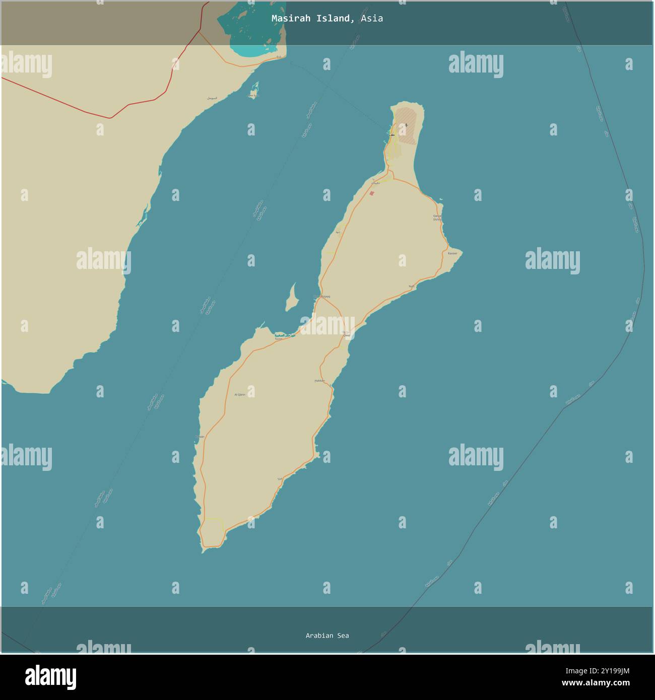 Masirah Island in the Arabian Sea, belonging to Oman, cropped to square ...